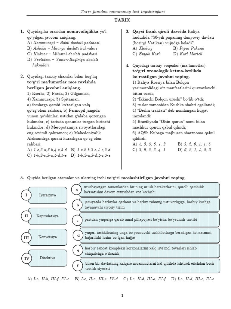 Tarix (5 Milliy Sertifikat) | PDF