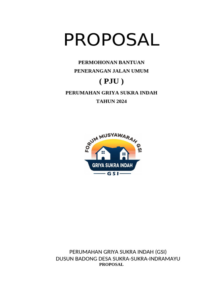 Proposal PJU Perumahan Griya Sukra | PDF