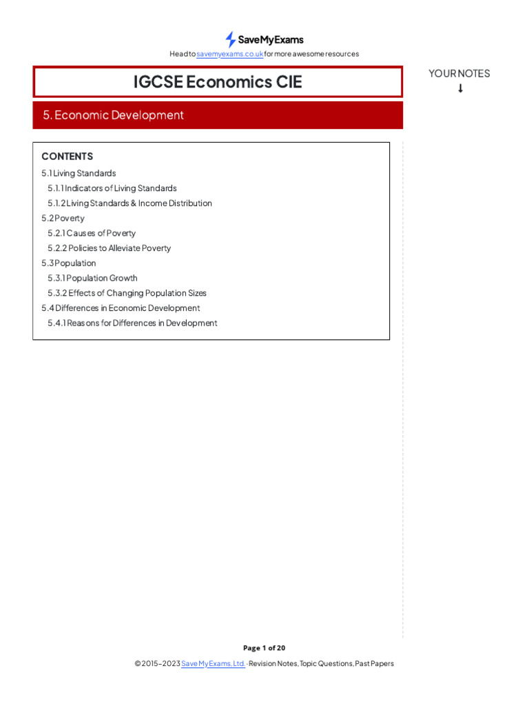 IGCSE Economics: Economic Development Insights | PDF | Gross Domestic ...