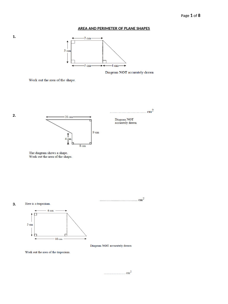 Area and Perimeter of Plane Shapes | PDF
