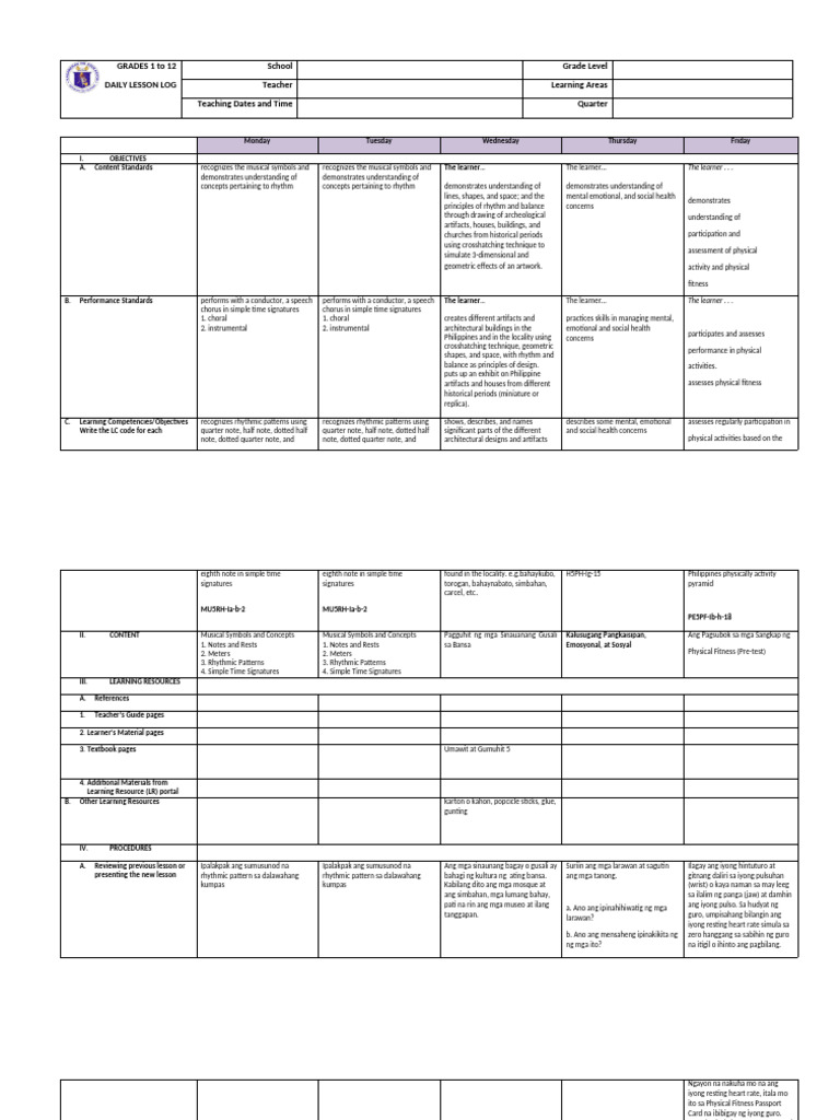 DLL_MAPEH 5_Q1_W3 | PDF