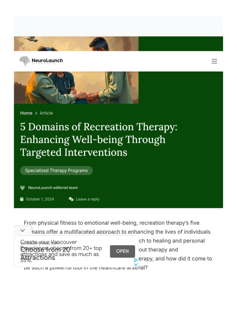 5 Domains of Recreation Therapy - Enhancing Well-Being | PDF | Occupational Therapy | Physical ...