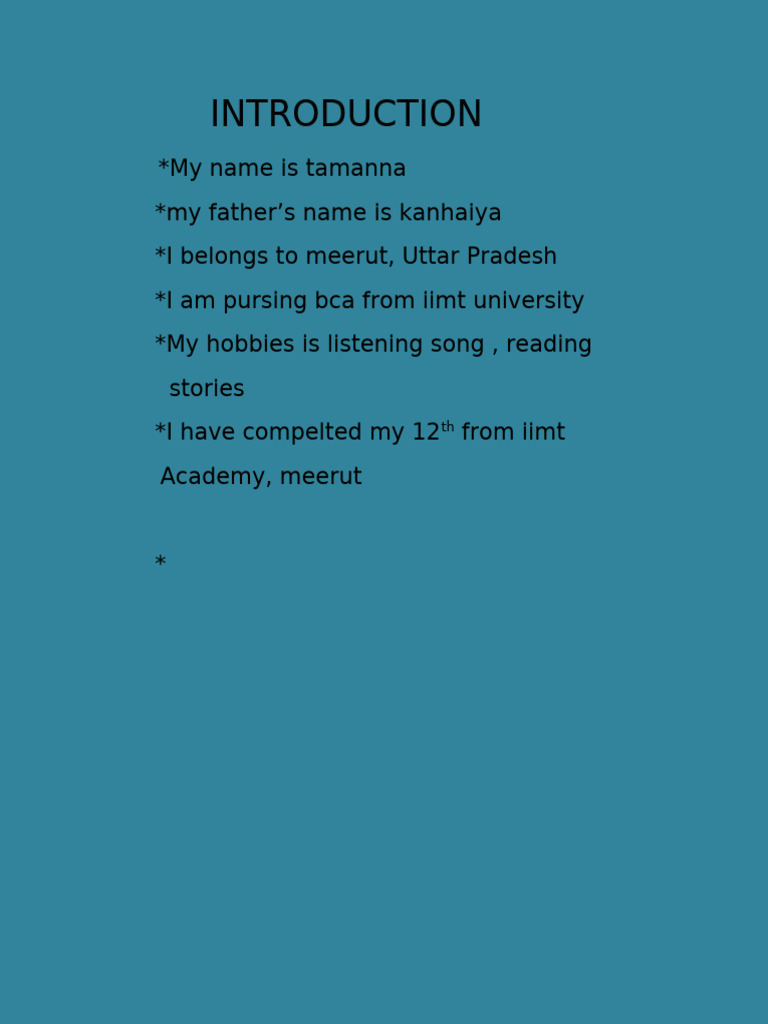 Introduction by Tamanna | PDF