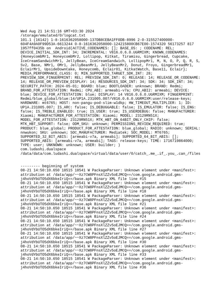 logcat | PDF | Xml | Mobile Software