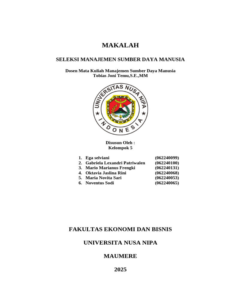 Makalah Seleksi Manajemen Sumber Daya Manusia | PDF