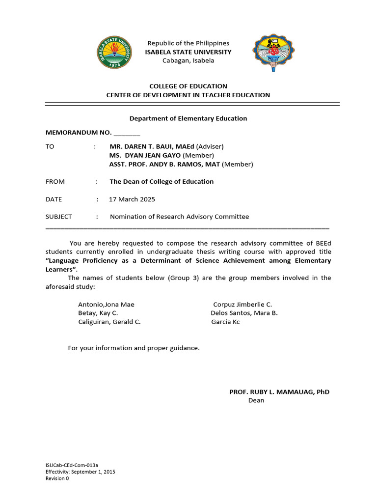 Research Advisory Committee 2025 | PDF | Thesis | Teaching