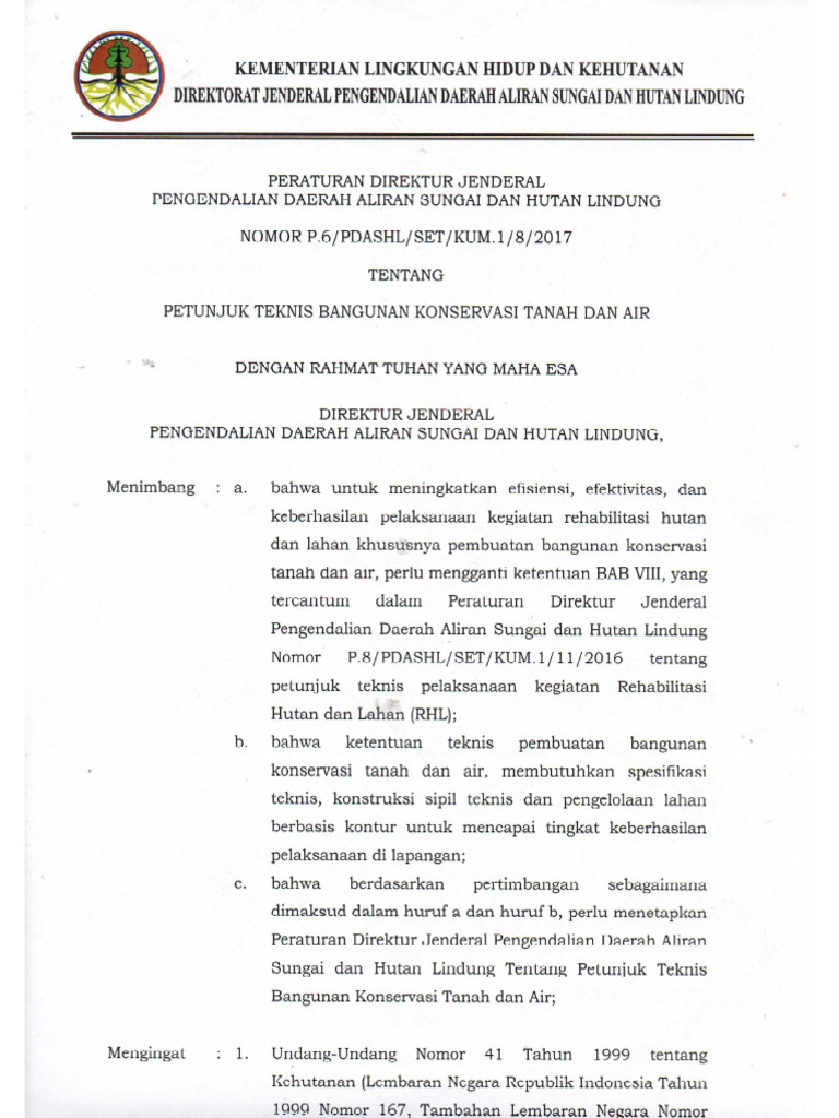 Peraturan Dirjen Pdasrhl N0.6 Tahun 2017 Tentang Sra | PDF