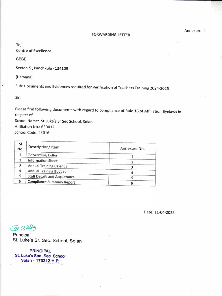 1-Forwarding Letter To CoE Panchkula | PDF