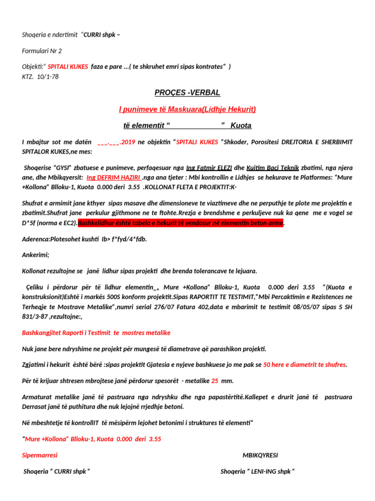 PR - VERBAL PUN MASK - Tip - FORMULARI 2 Dhe 3 Sipas KTZ | PDF