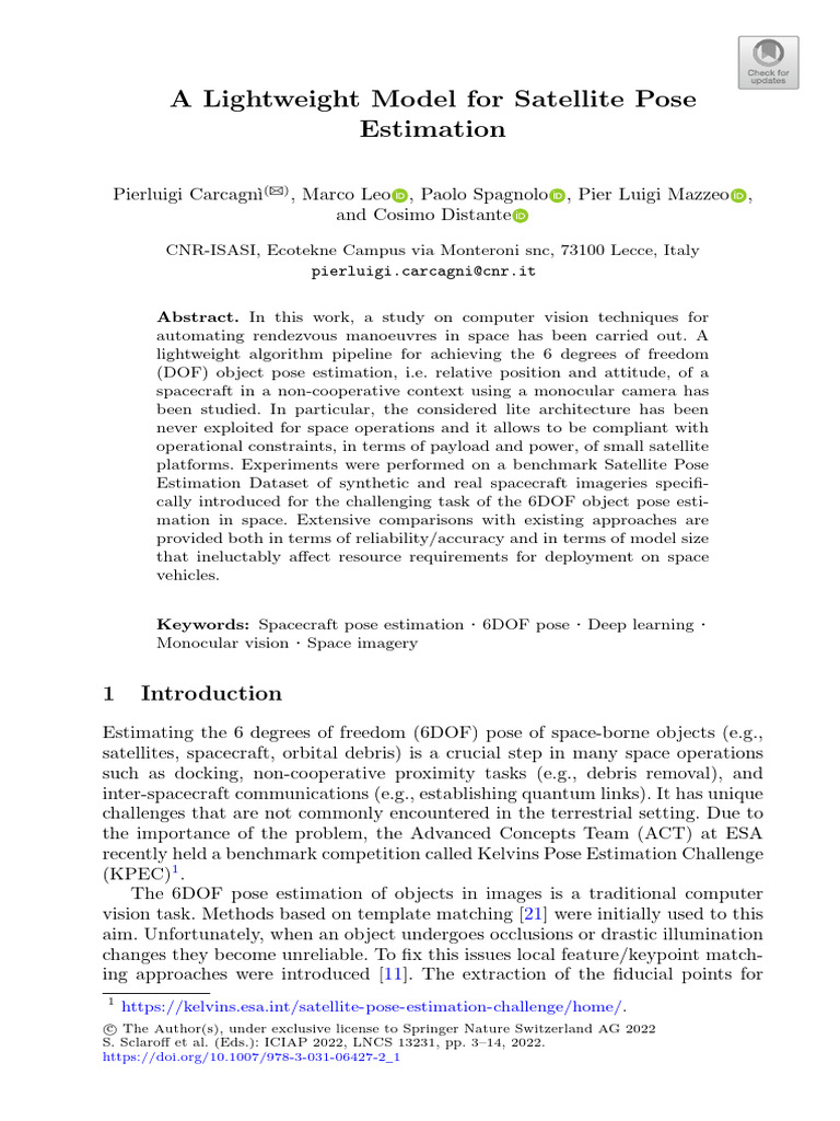 A Lightweight Model For Satellite Pose Estimation Pdf Image