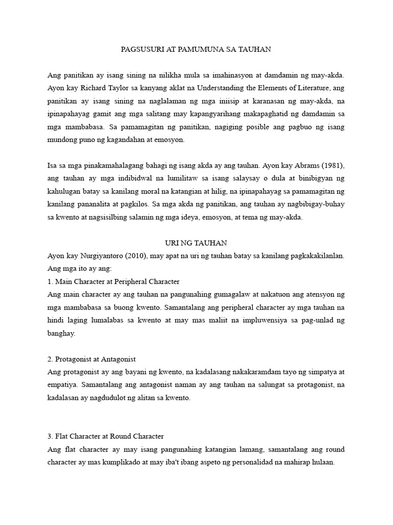 PAGSUSURI AT PAMUMUNA SA TAUHAN | PDF