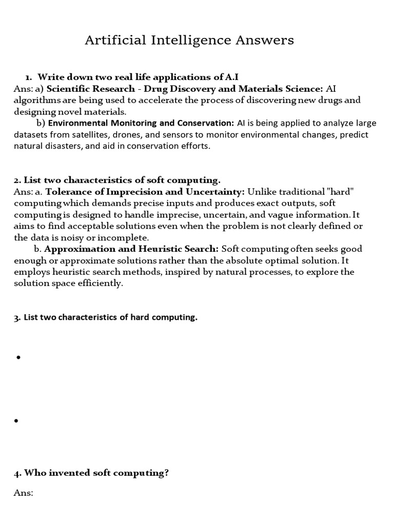 Artificial Intelligence Answers | PDF | Fuzzy Logic | Artificial Intelligence