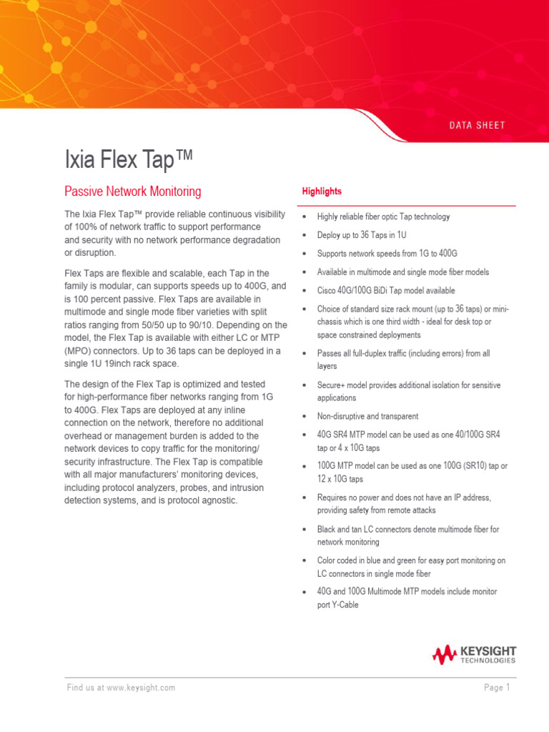 Ixia Flex Tap | PDF | Computer Network | Optical Fiber