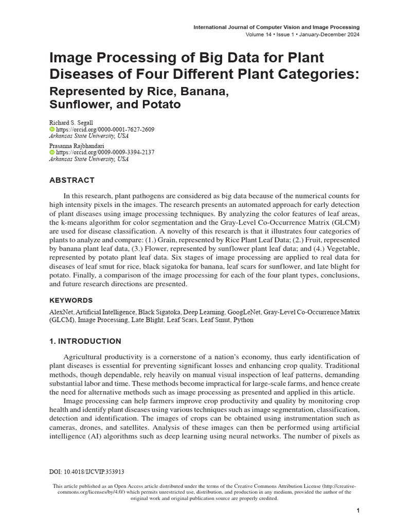 Image Processing of Big Data for Plant Diseases Of | PDF | Deep ...