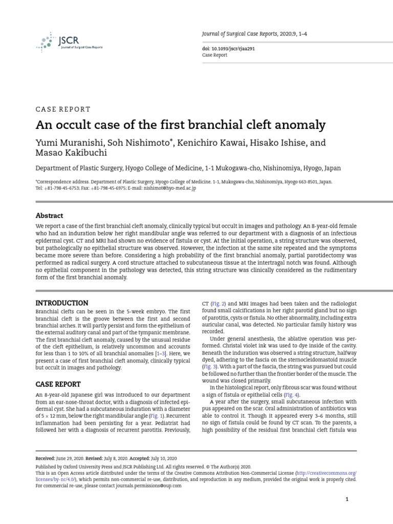 Occult First Branchial Cleft Anomaly Case | PDF | Medical Specialties ...