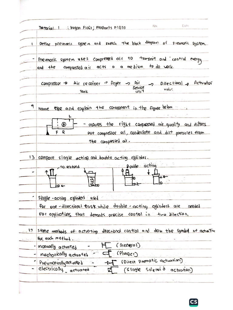 Tutorial 1 Pneumatics | PDF