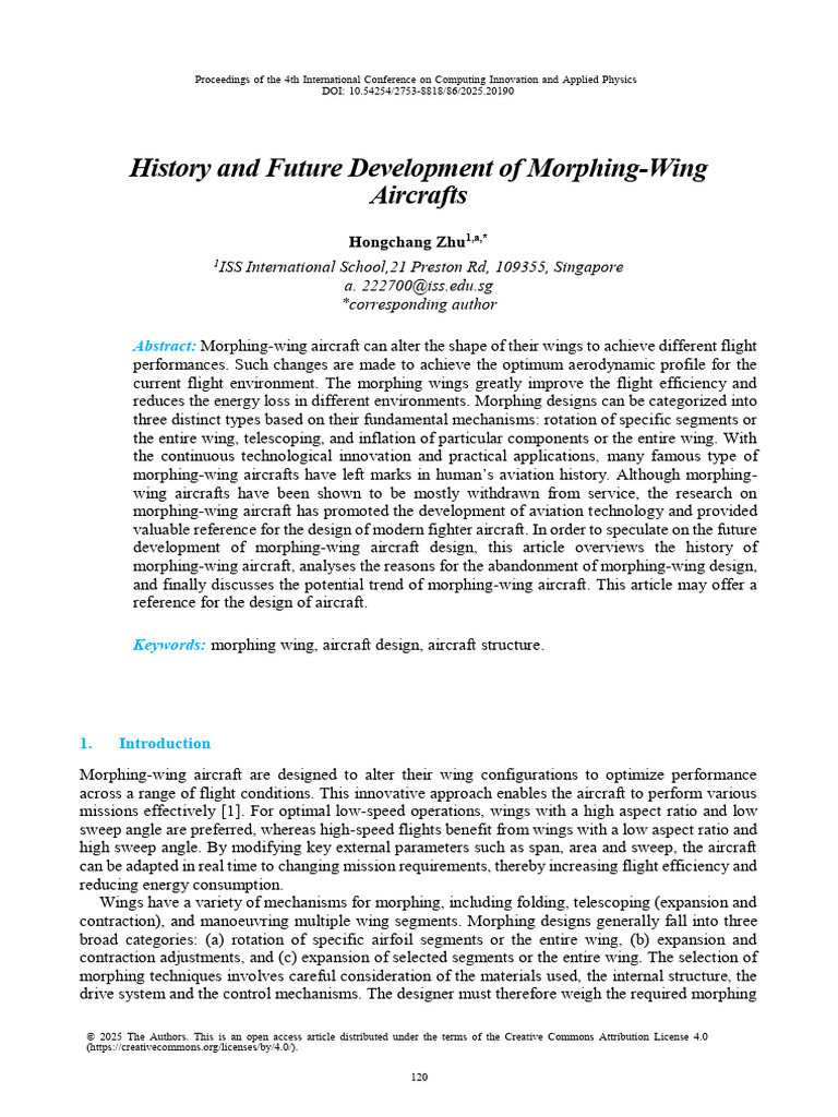 History and Future Development of Morphing-Wing Ai | PDF | Aircraft | Flight