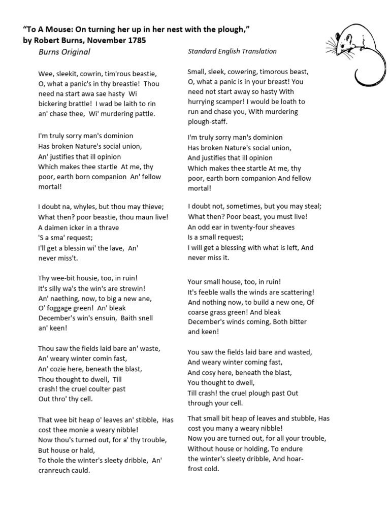 To A Mouse - Original and Translation | PDF