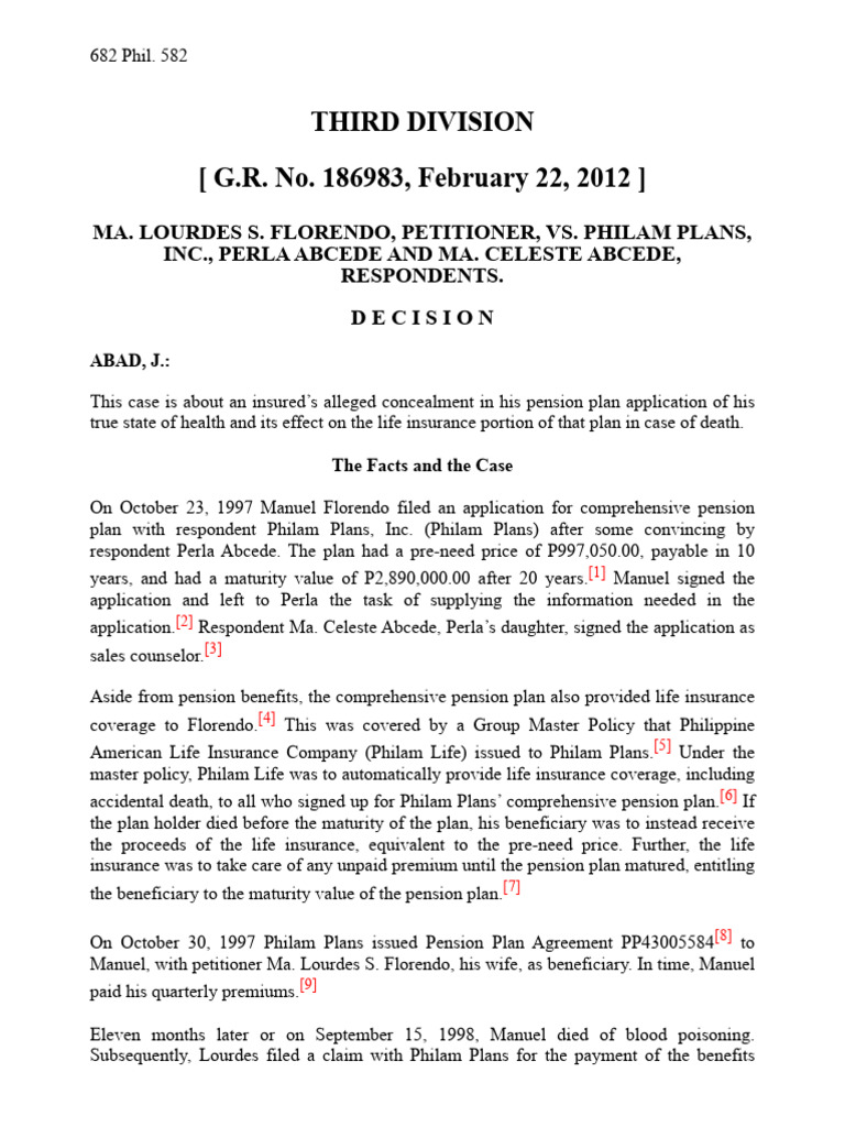 Pension Plan Concealment Case Analysis | PDF | Life Insurance | Diabetes