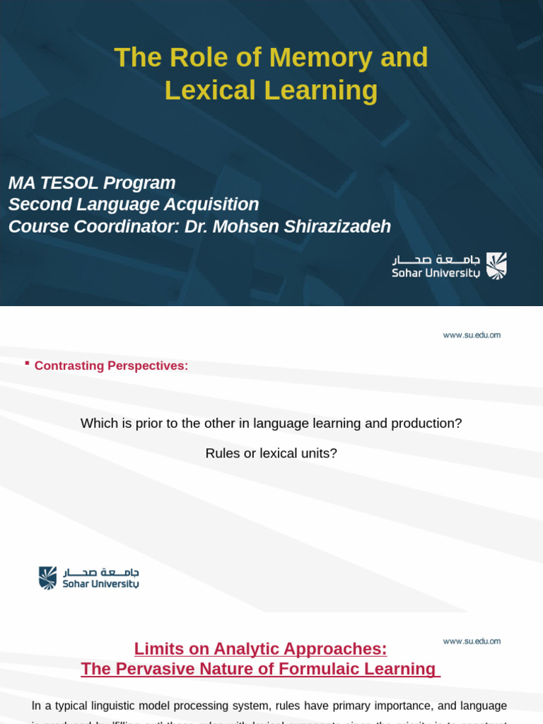 Module 3 The Role of Memory and Lexical Learning | PDF | Word | Second ...