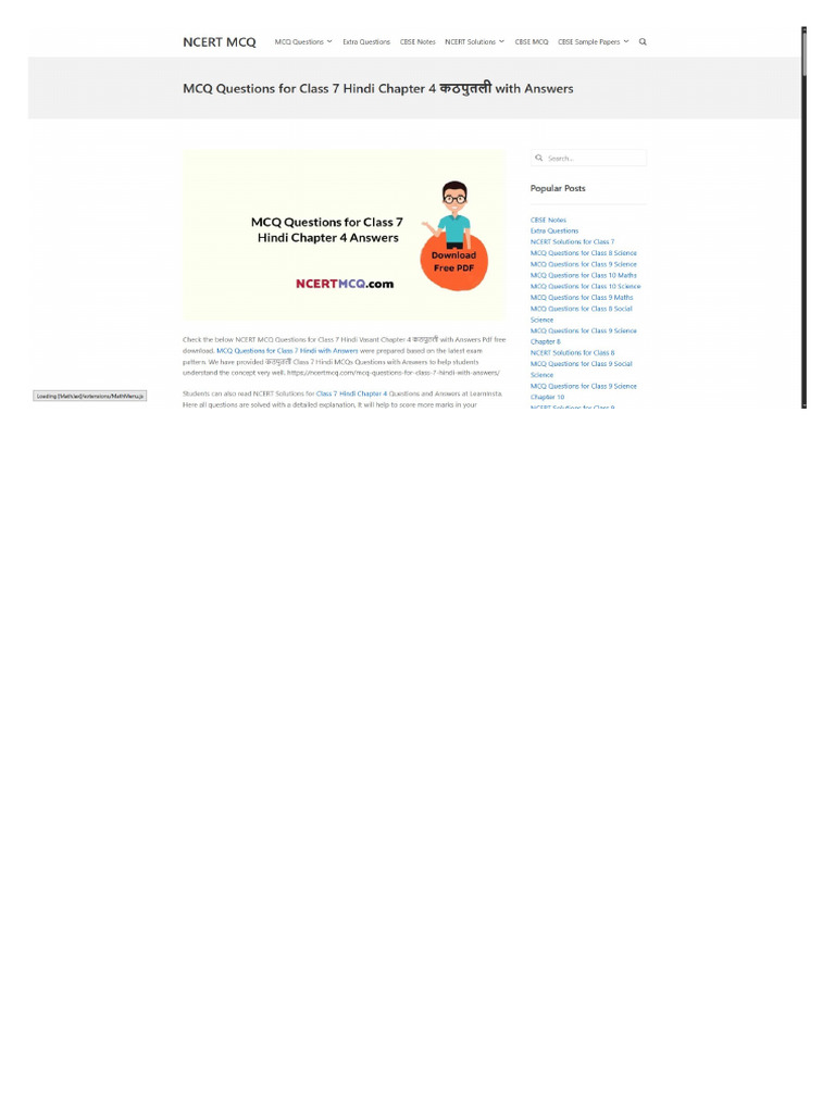 MCQ Questions For Class 7 Hindi Chapter 4 With Answers NCERT MCQ ...