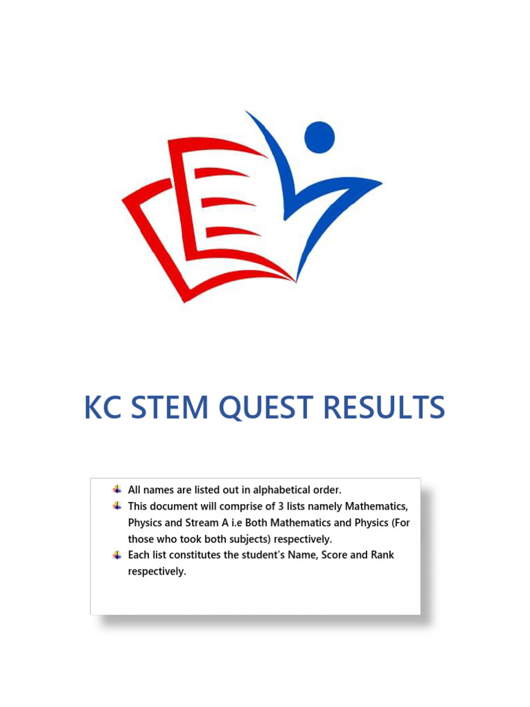 KC STEM Quest Results: Rankings | PDF