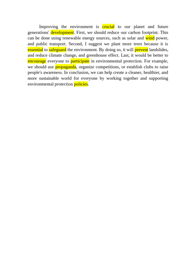 Improving The Environment | PDF