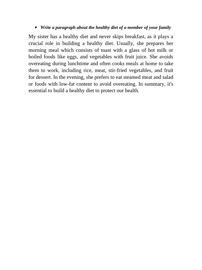 Essays The Healthy Diet | PDF