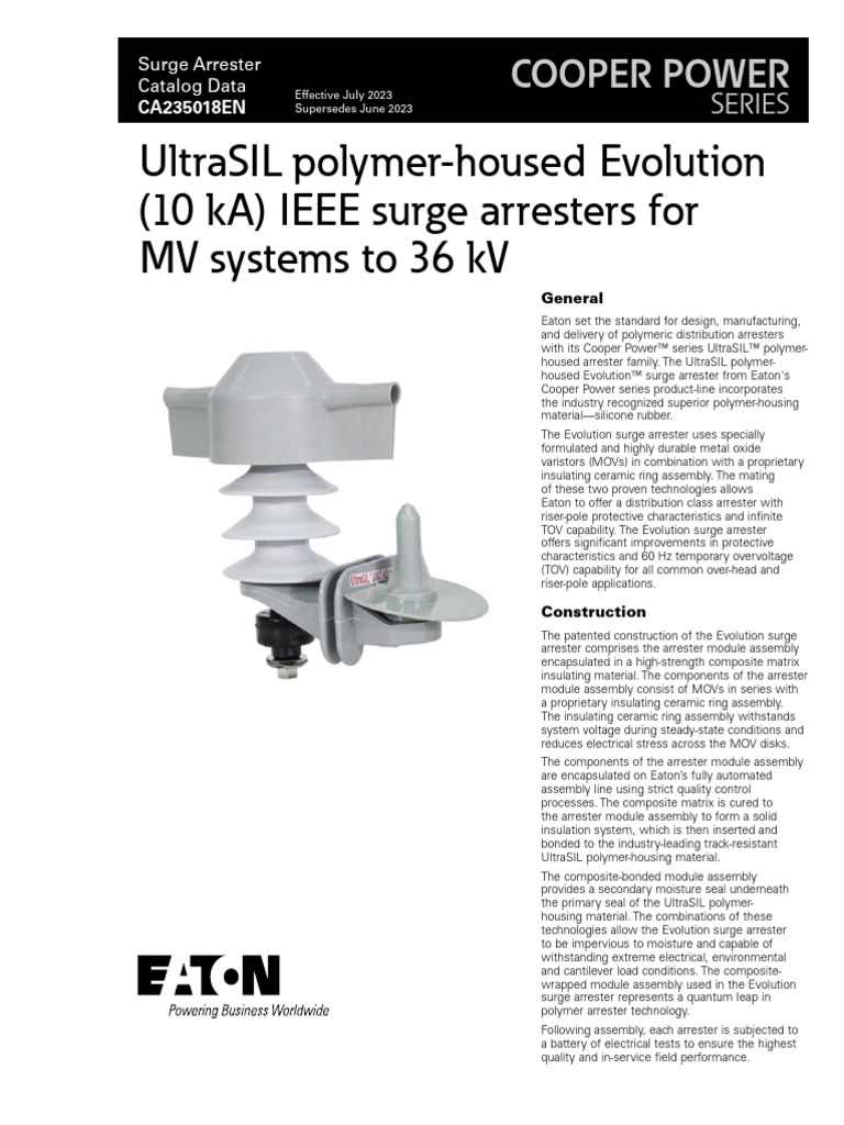 Ultrasil Polymer Housed Evolution 10 Ka Ieee Surge Arresters For MV ...