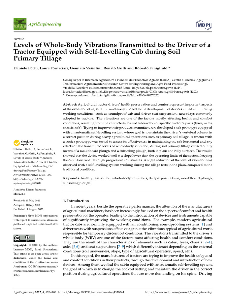 Levels of Whole-Body Vibrations Transmitted To The Driver of A | PDF ...