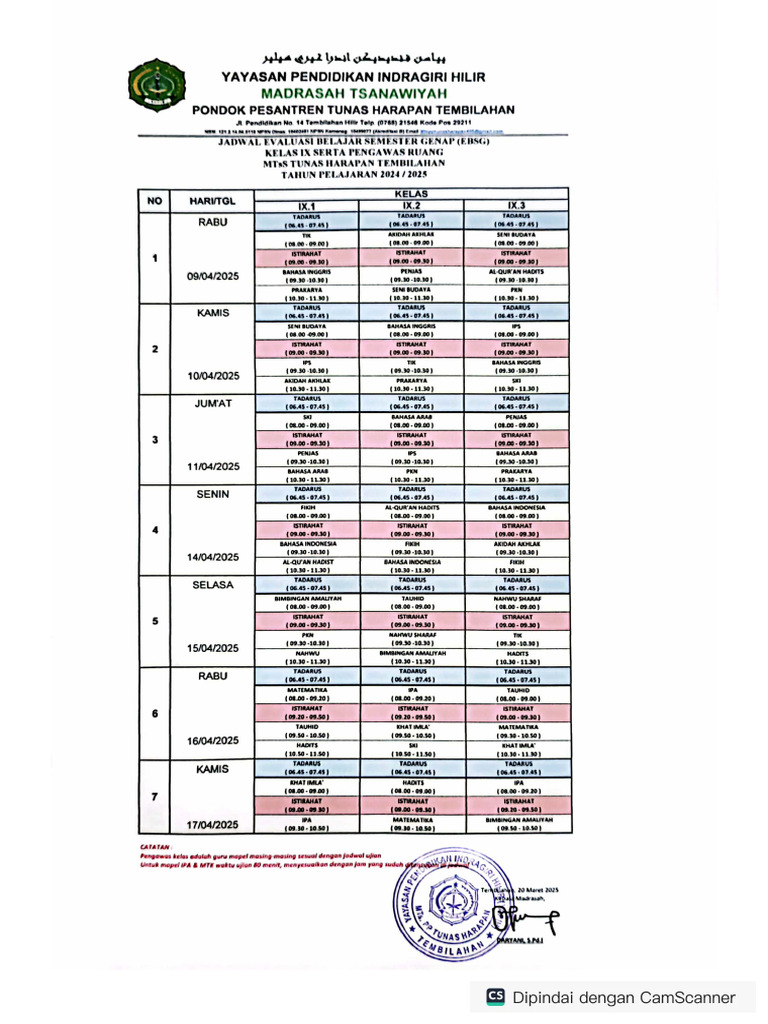 Jadwal Ebsg Kelas 9 SMT 2 | PDF