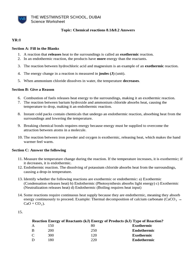 Endothermic vs Exothermic Reactions Explained | PDF | Chemical ...