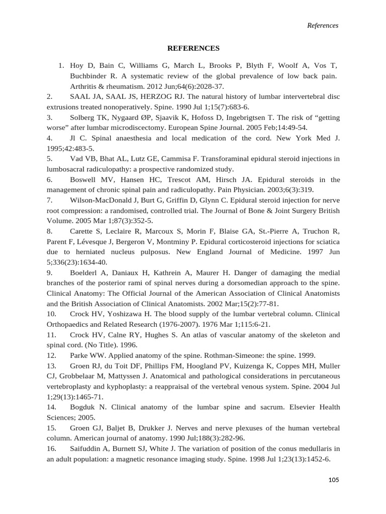 10 References | PDF | Back Pain | Vertebral Column