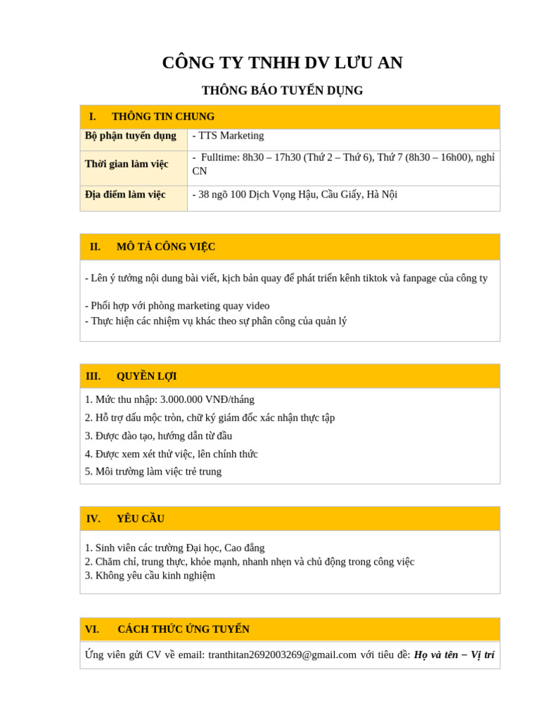 Lưu An - JD TTS Marketing | PDF