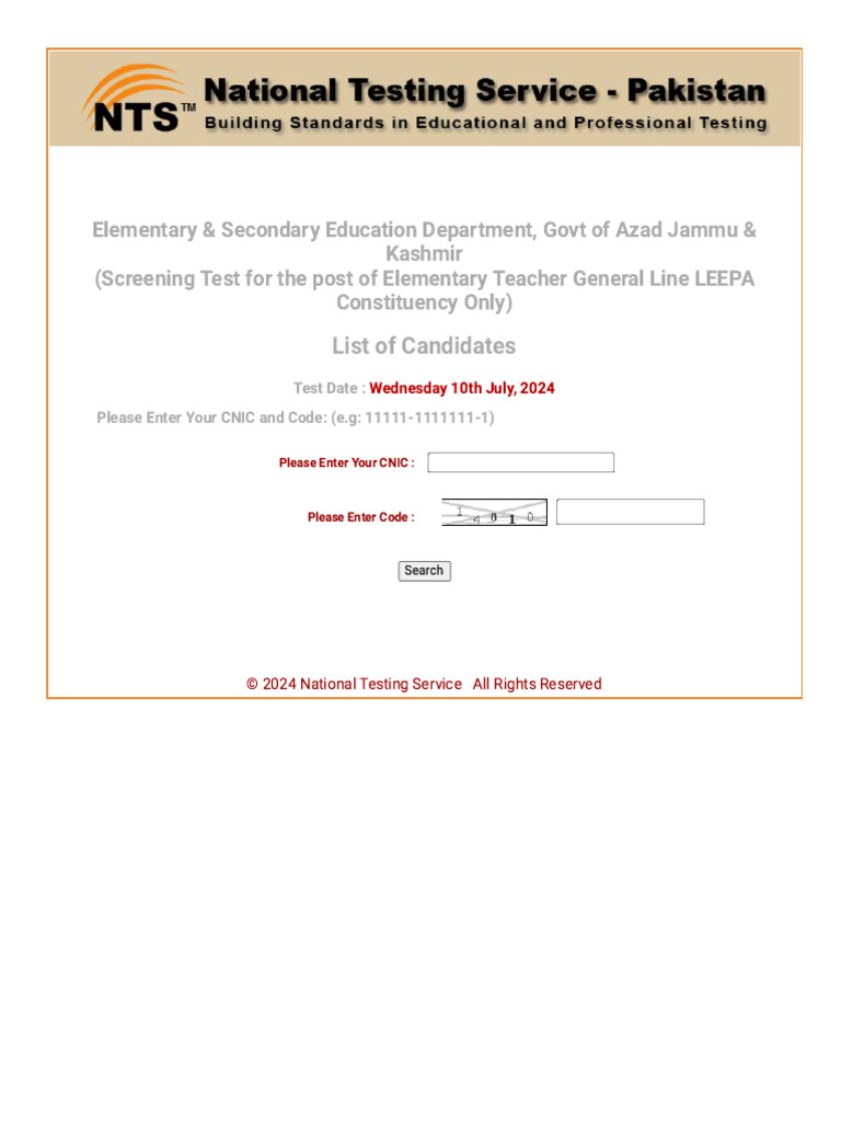 Roll No Slip Nts | PDF