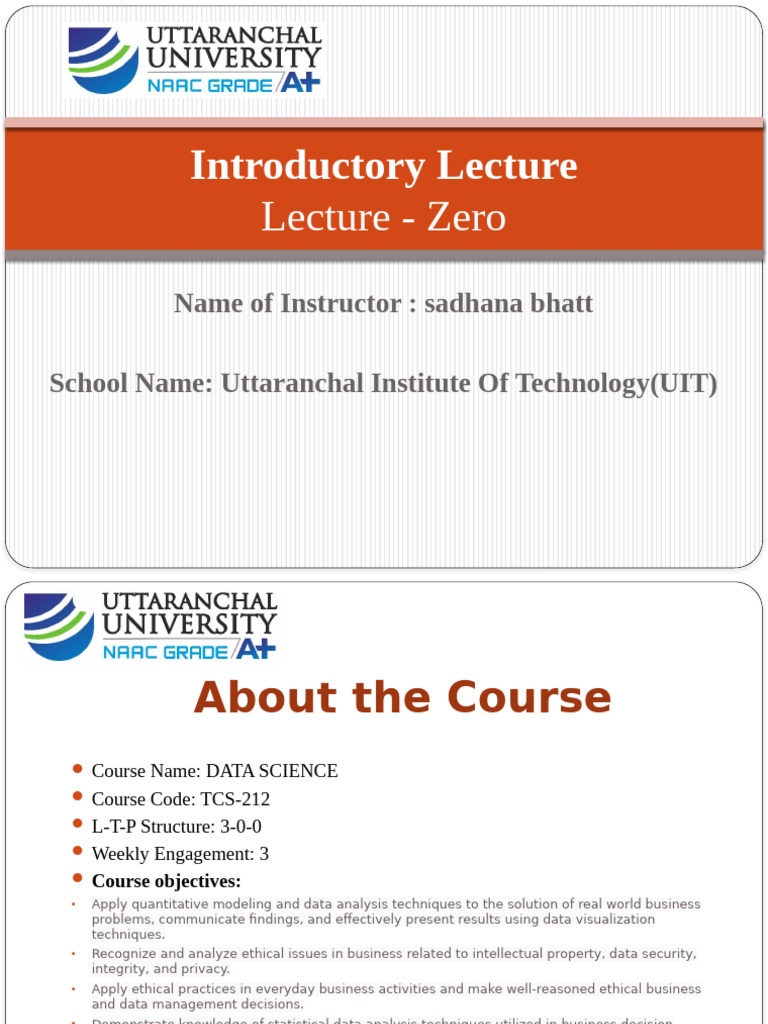 Lecture Zero - UIT-Data Sciednce | PDF | Data Science | Engineering