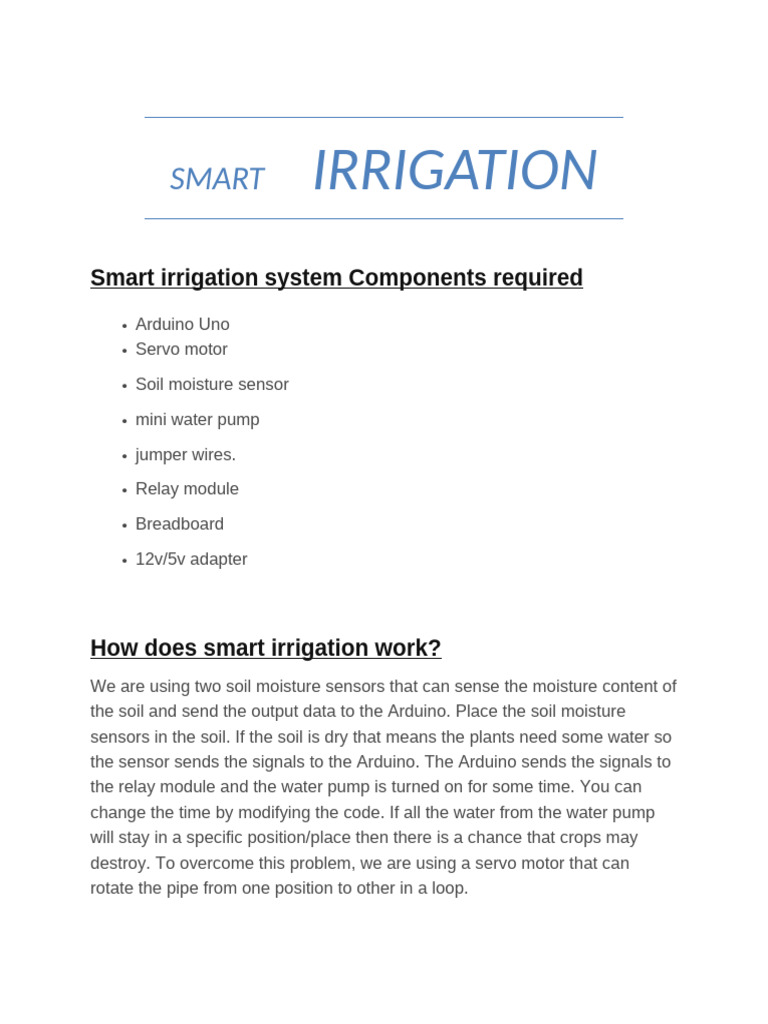 Smart Irrigation | PDF