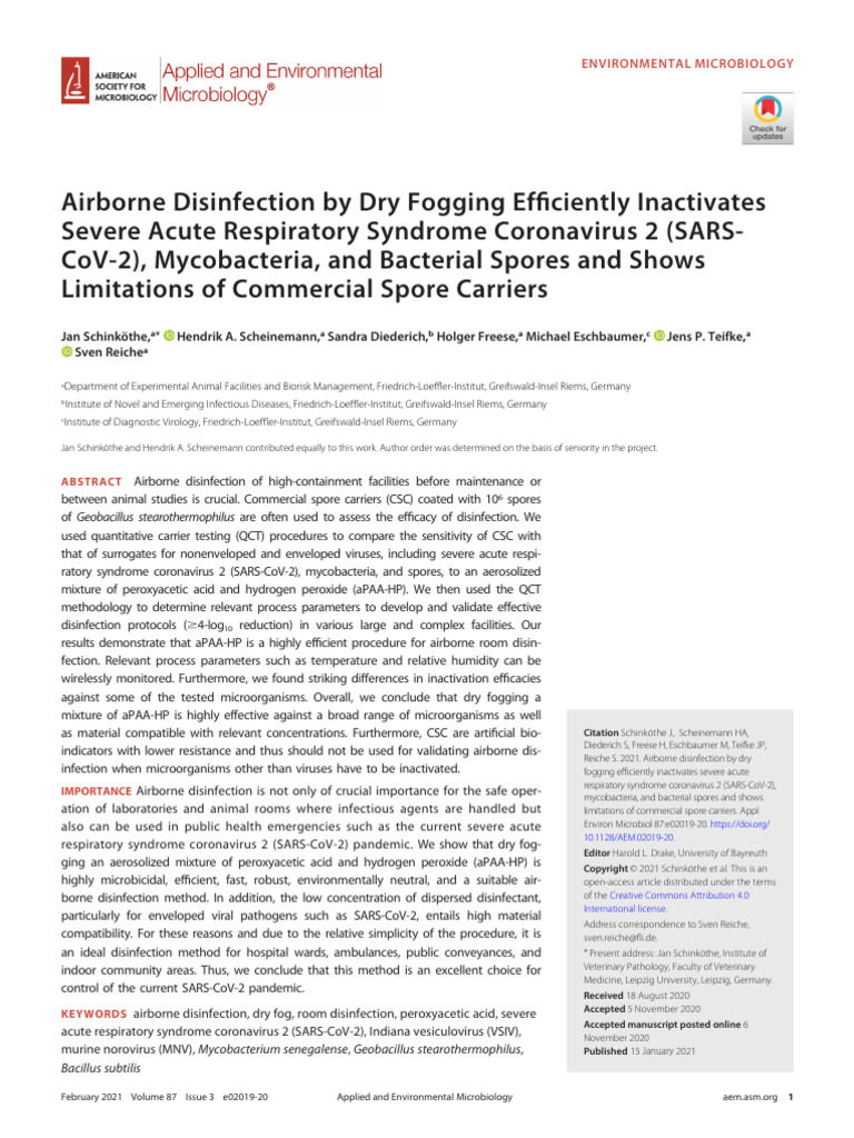 Dry Fogging Aerosol PAA-HP | PDF | Disinfectant | Aerosol