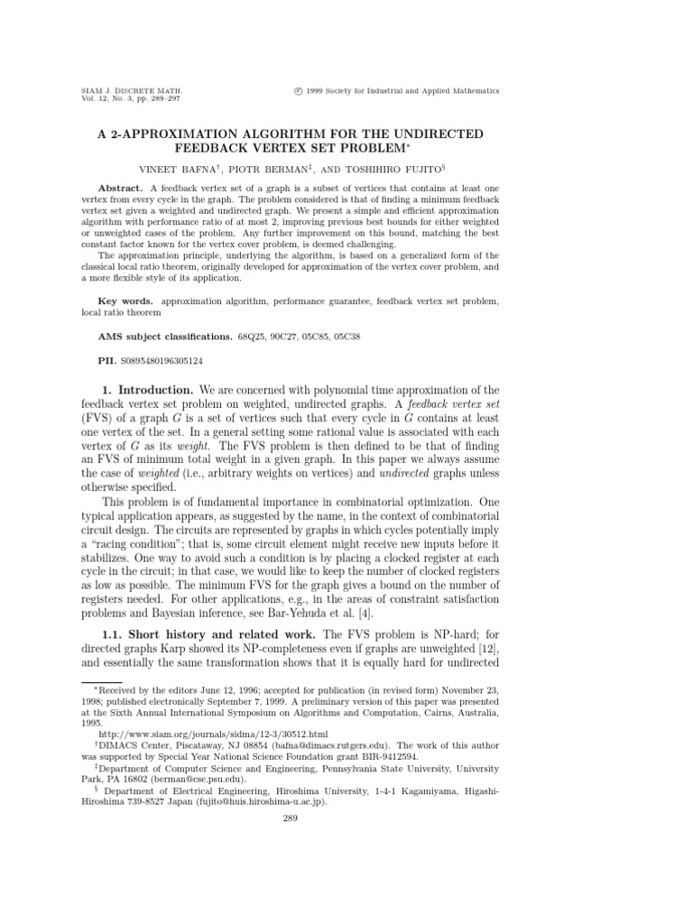 2-Approximation Algorithm for FVS Problem | PDF | Vertex (Graph Theory ...