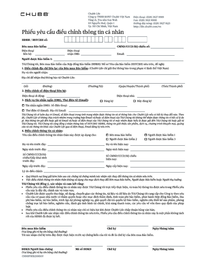 1 PYC Dieuchinh Thongtin Canhan 2 | PDF