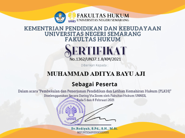 Muhammad Aditya Bayu Aji - Sertifikat Peserta Pembekalan Dan Penerjunan ...