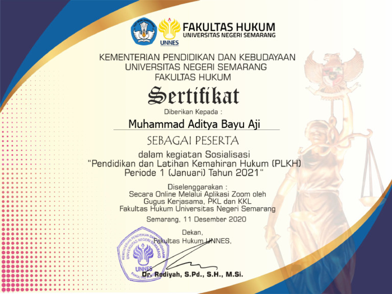 Muhammad Aditya Bayu Aji (Sertifikat Peserta Sosialisasi PLKH 2021) | PDF