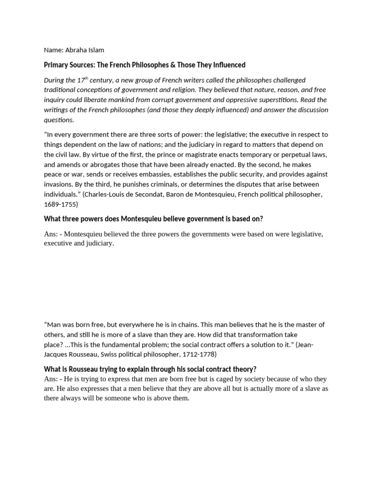 Primary Source - Enlightenment Philosophes | PDF | Political Philosophy ...