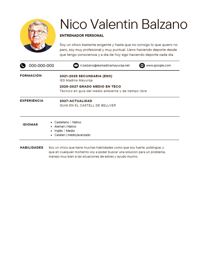 Currículum Vitae CV Minimalista Profesional Blanco y Negro | PDF ...