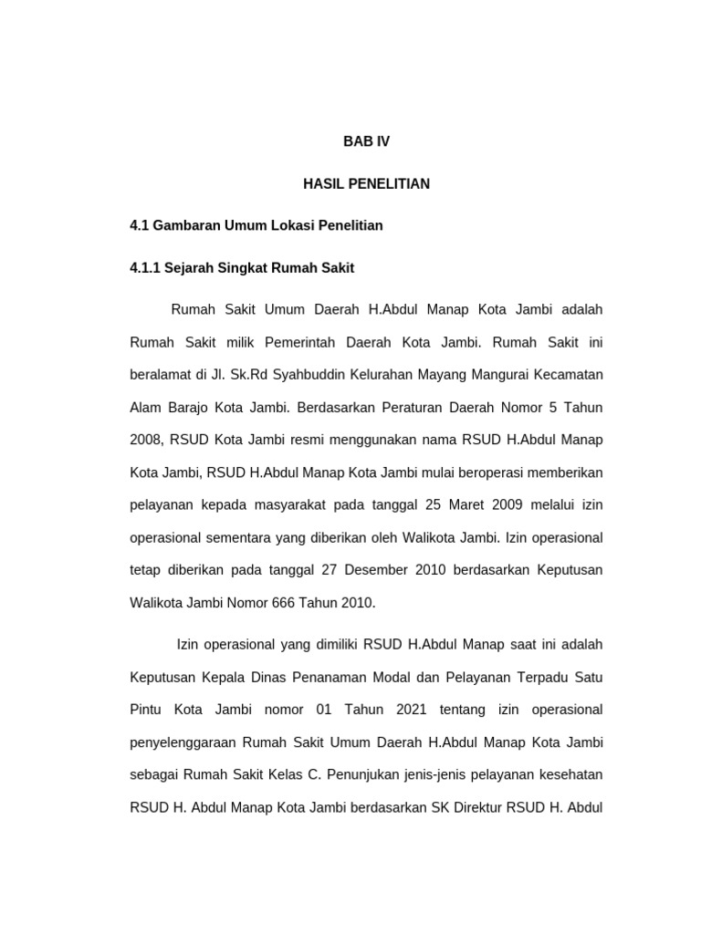 Sejarah dan Layanan RSUD H. Abdul Manap | PDF