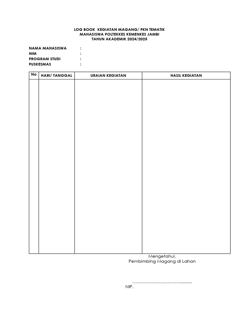 Log Book Kegiatan Magang | PDF
