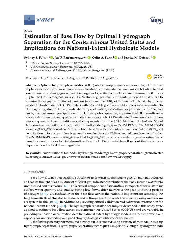 Estimation of Base Flow by Optimal Hydrograph Sepa | PDF | Hydrology | Discharge (Hydrology)