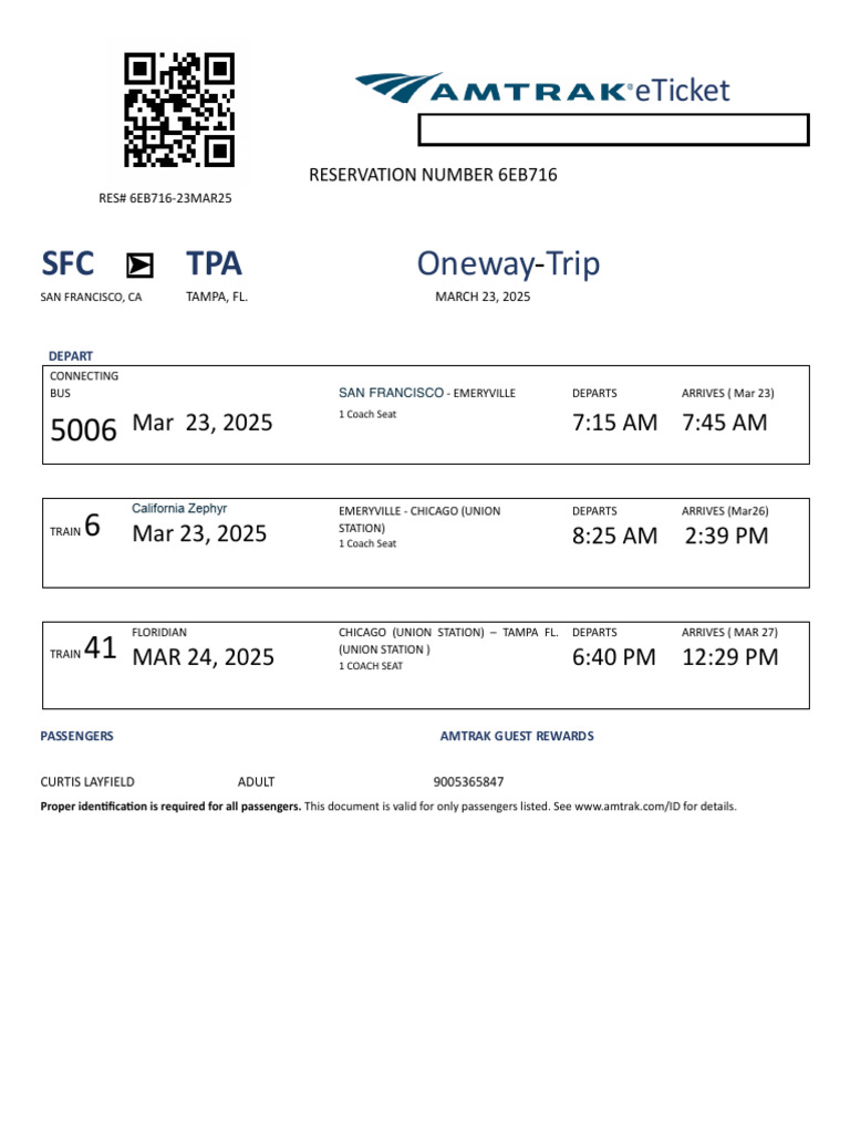 Amtrak eTicket for March 23, 2025 | PDF | Ticket (Admission) | Amtrak