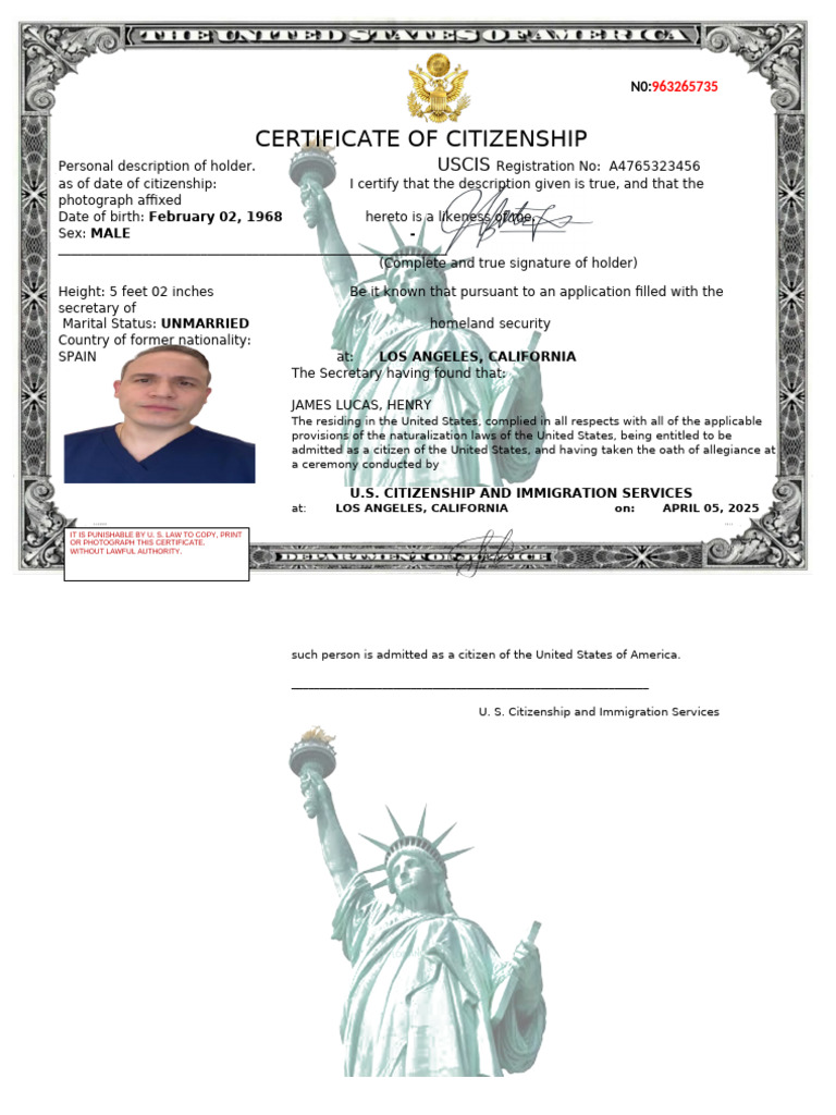 Certificate of Citizenship: Uscis | PDF