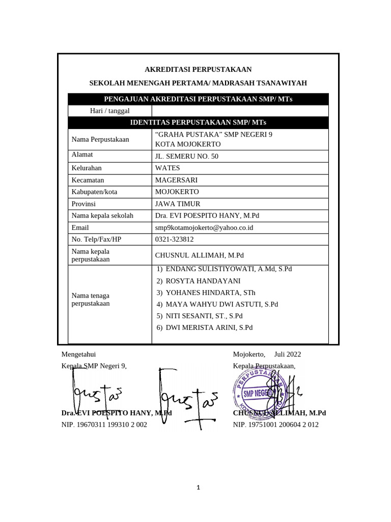 Profil Perpus Graha Pustaka SMP Negeri 9 | PDF